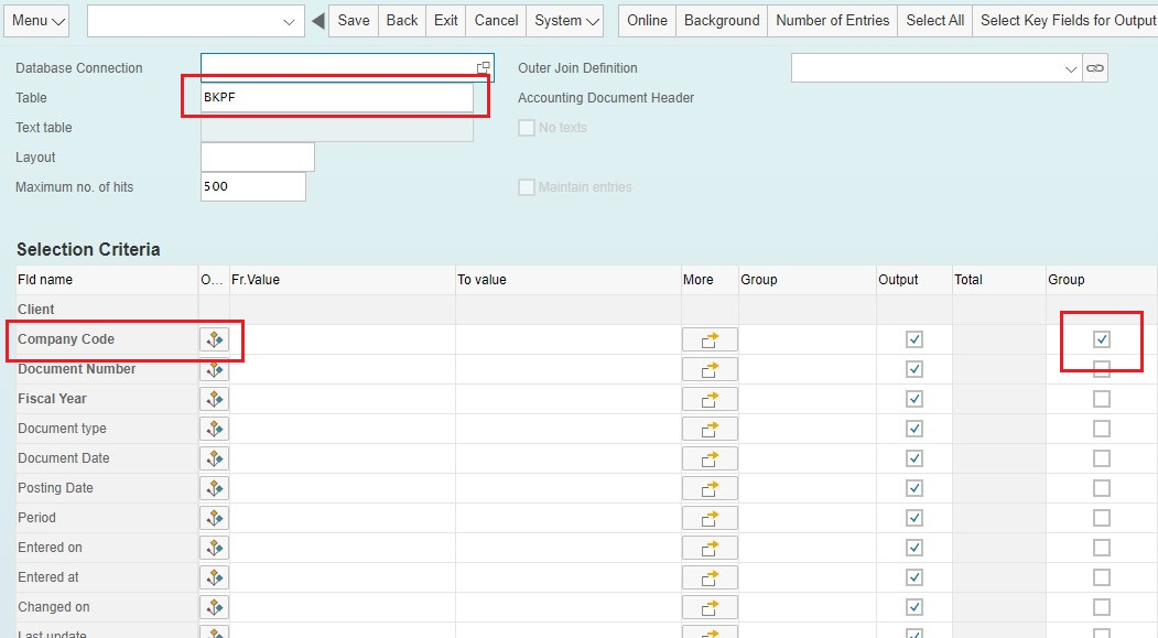 Displaying The Number Of Bkpf And Bseg Tables For All Company Codes In Sap